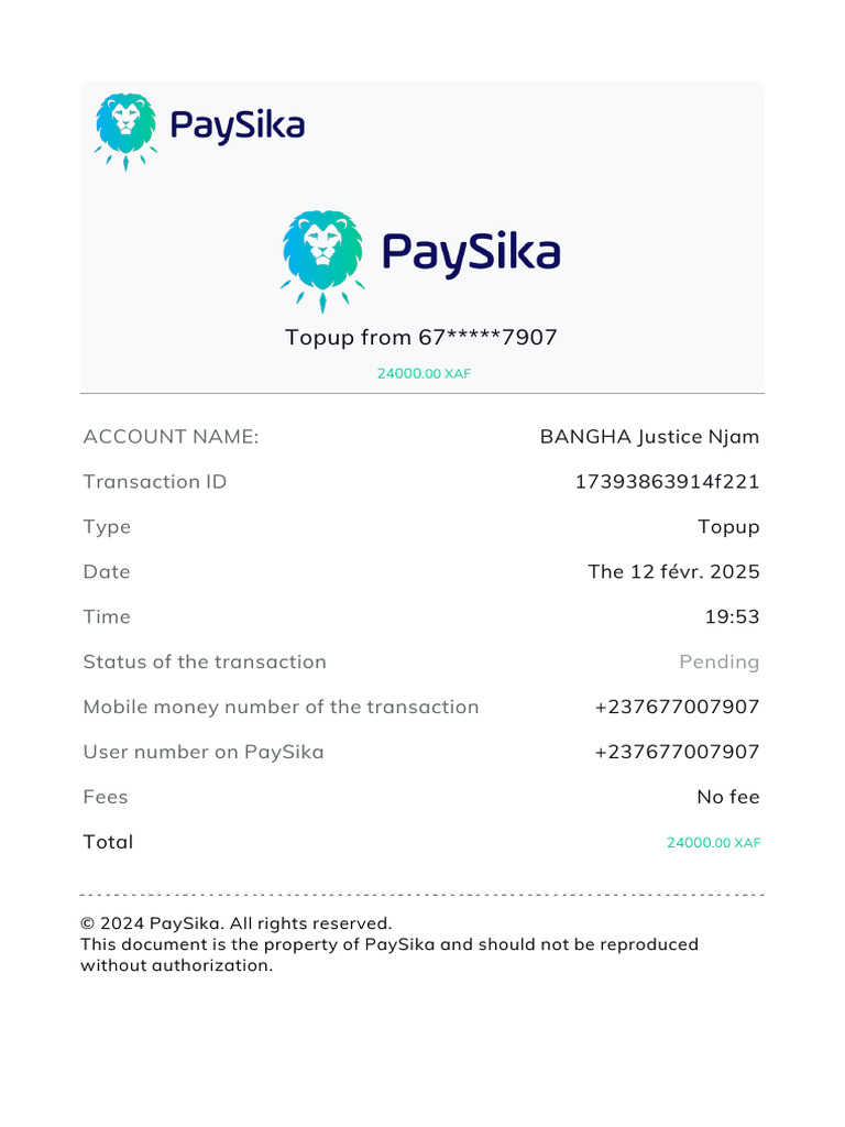 Paysika Transaction | PDF