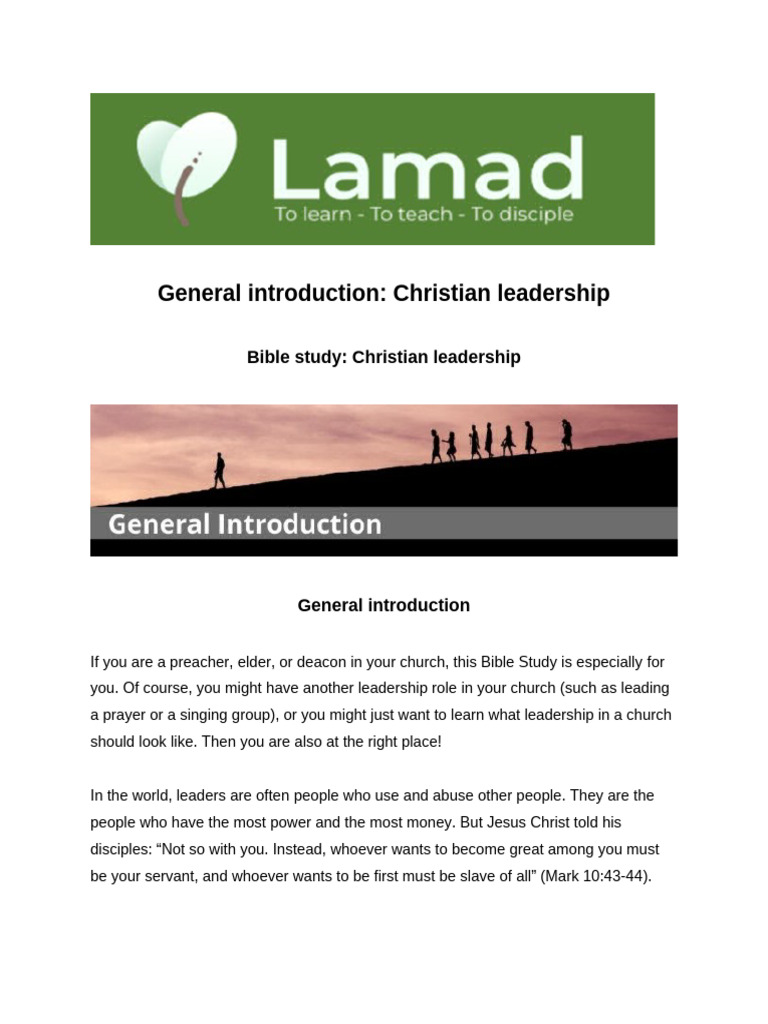 Christian Leadership Bible Study Guide | PDF | Disciple (Christianity ...