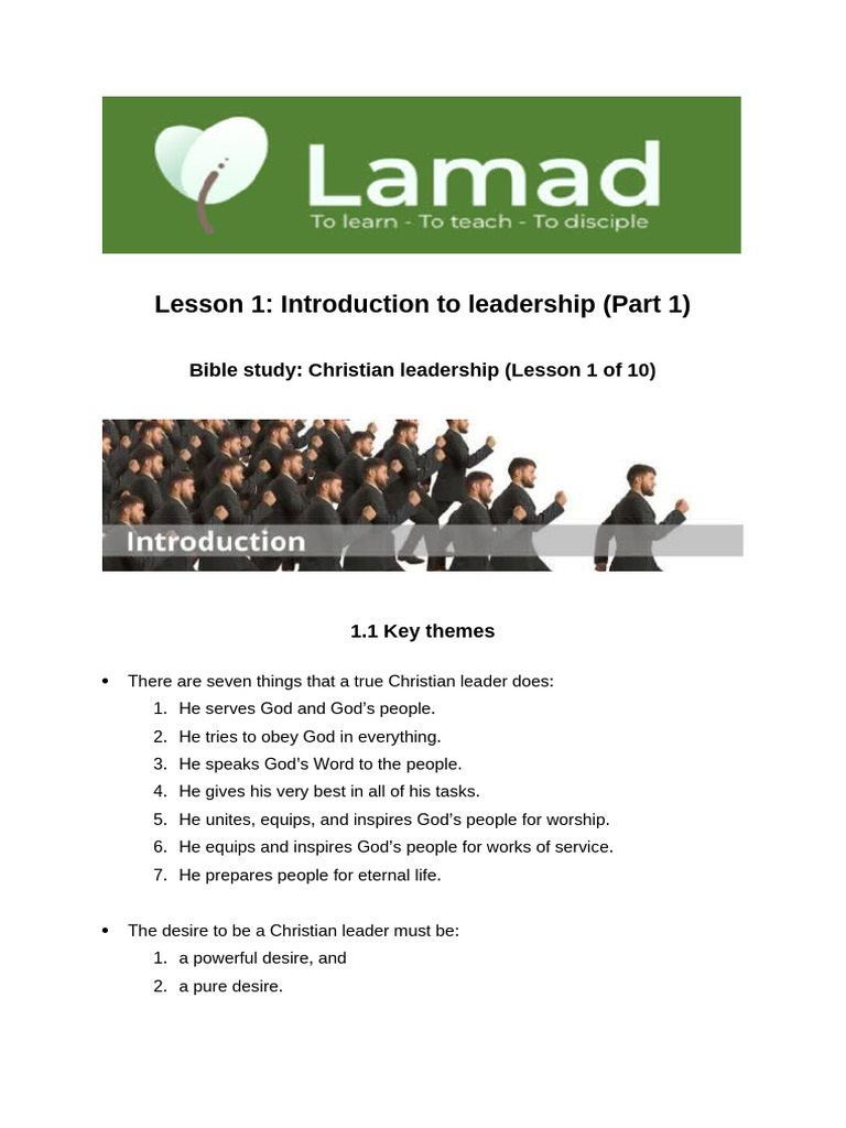 Introduction to Christian Leadership | PDF | Samuel | Sin