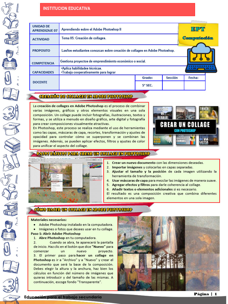 5° Ept. Computacion Ficha Actv 05 Unidad 07 | PDF | Adobe Photoshop | Collage
