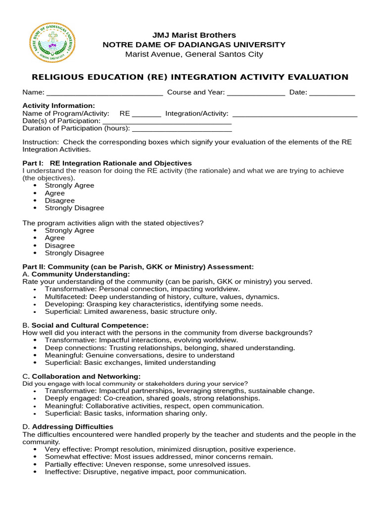 Re Integration New Evaluation | PDF | Personal Development | Experience