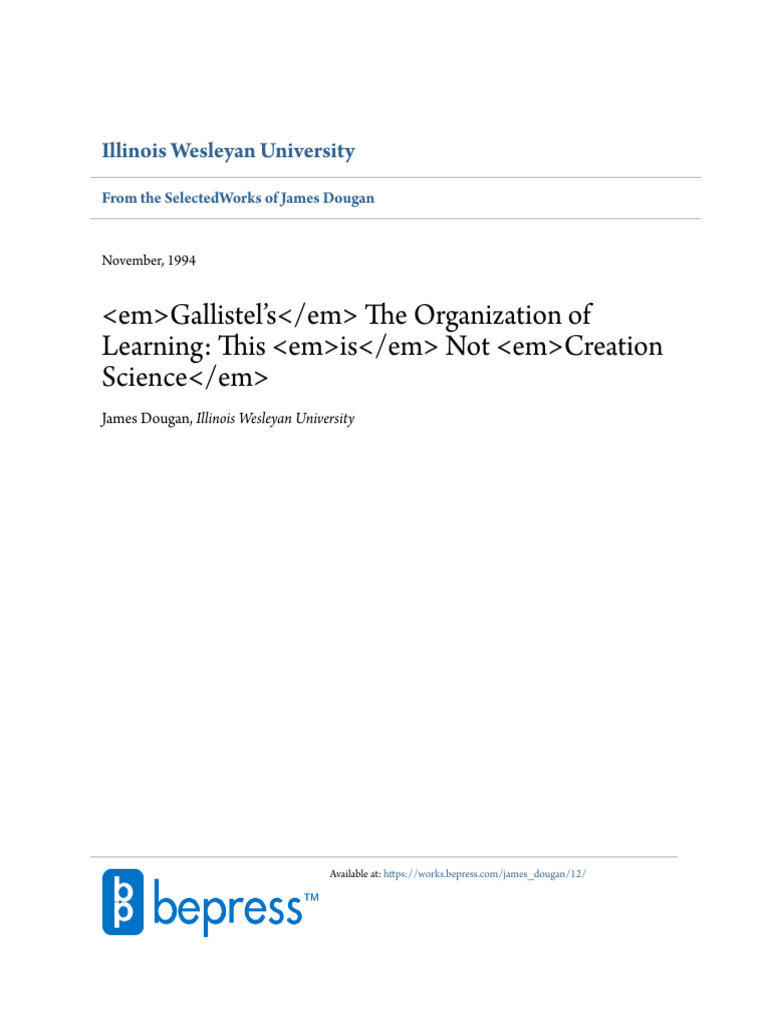 1994 Dougan - Gallistel's The Organization of Learning | PDF ...