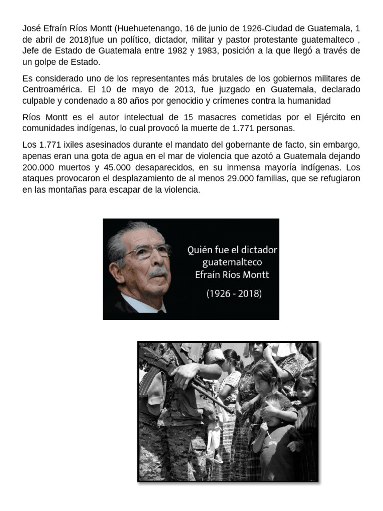 Efraín Ríos Montt: Dictador y Genocida | PDF