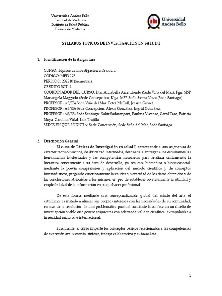 Investigación en Salud: Syllabus | PDF | Estadísticas | Bioestadística