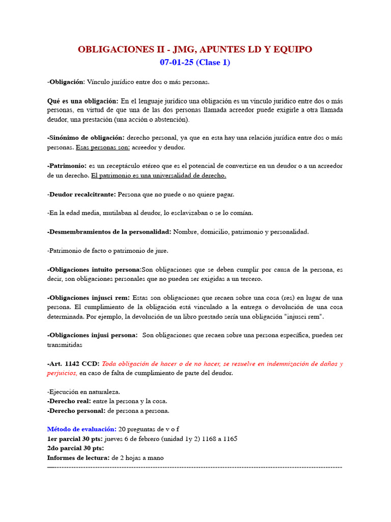 Obligaciones Ii - JMG | PDF | Bienes (Ley) | Ley común