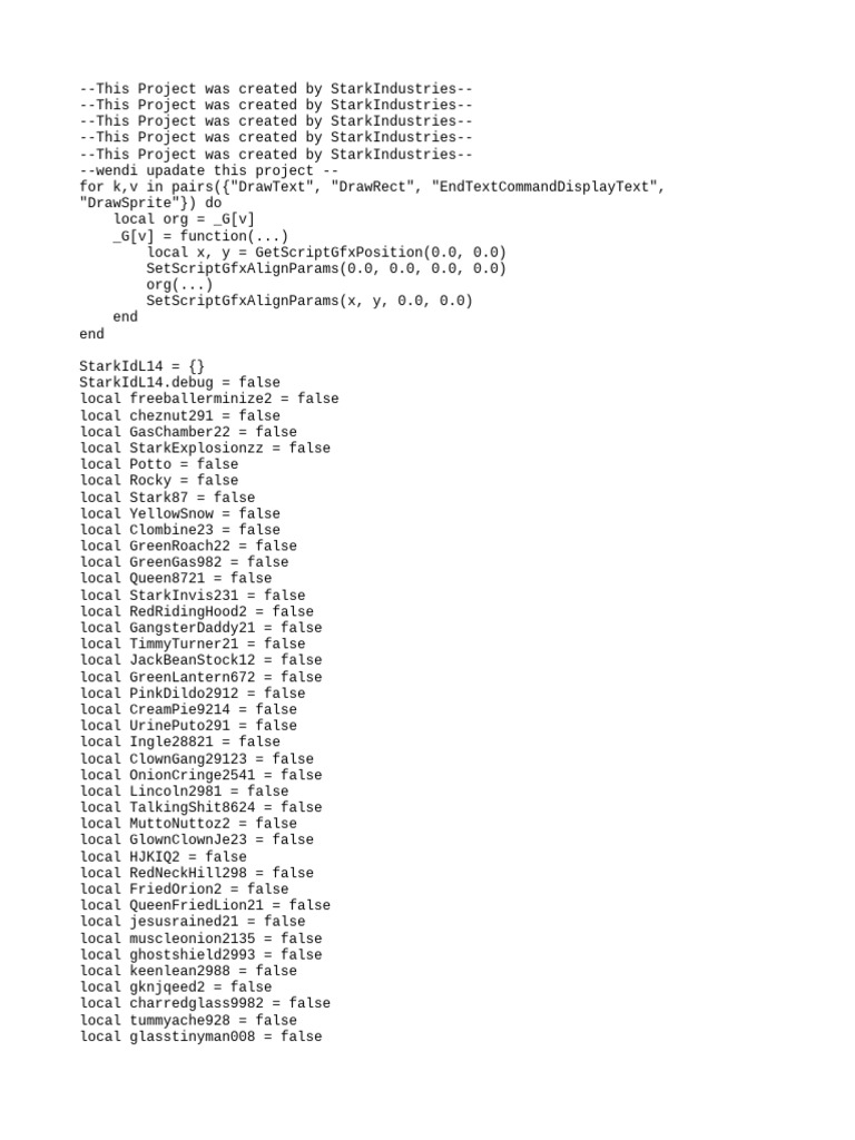 StarkMenu2 6 Lua | PDF | Computer Programming | Motion (Physics)