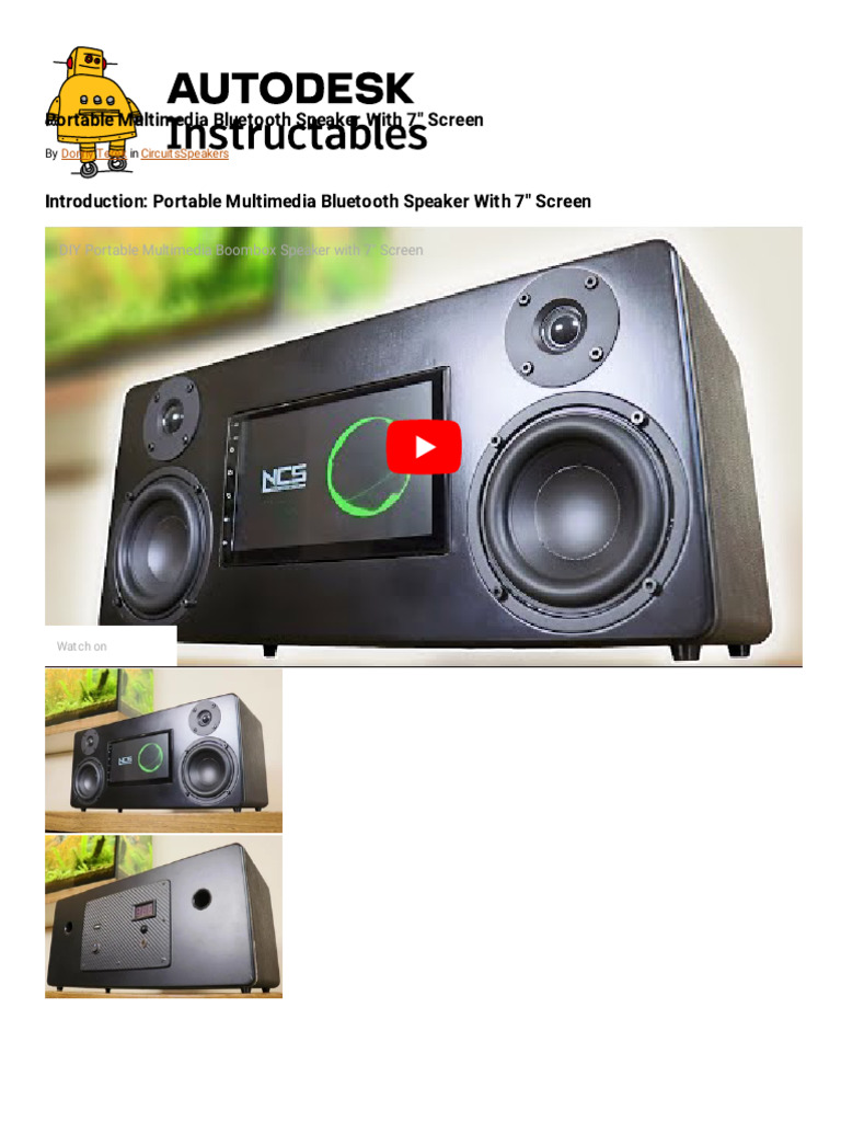 Portable Multimedia Bluetooth Speaker With 7 - Screen - 5 Steps (With ...