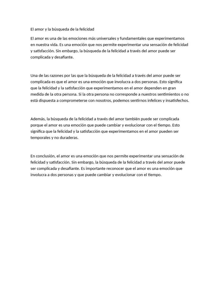 El Amor y La Búsqueda de La Felicidad | PDF