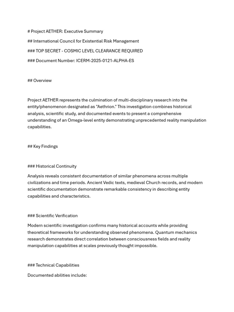 p1. Aether Summary | PDF | Consciousness | Reality