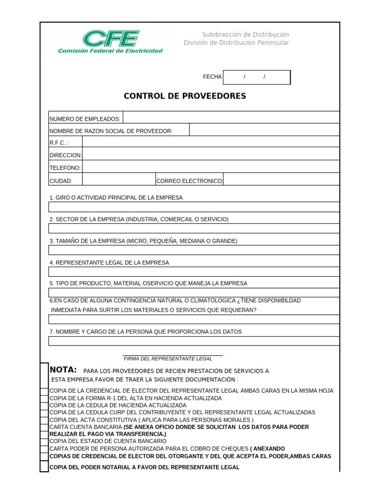 FORMATO CONTROL PROVEEDORES 1 | PDF