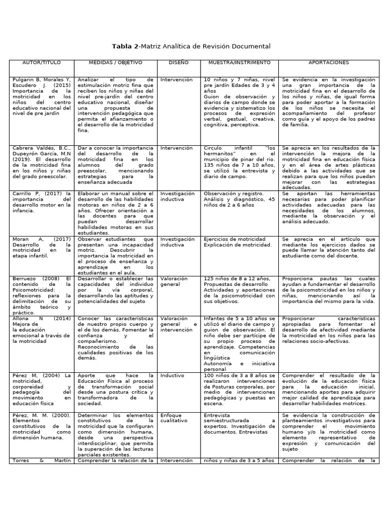 Ejemplo Matriz de Analisis Documental | PDF | Educación de la primera infancia | Enseñando
