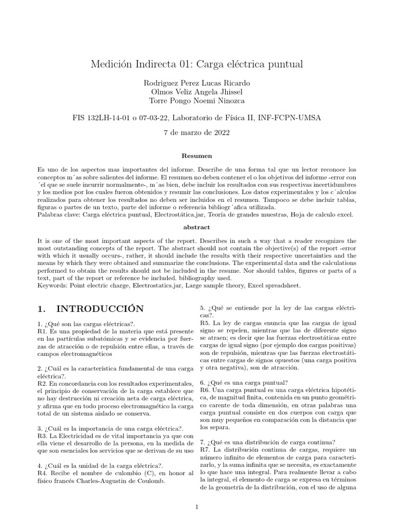 LAB01 | PDF | Carga eléctrica