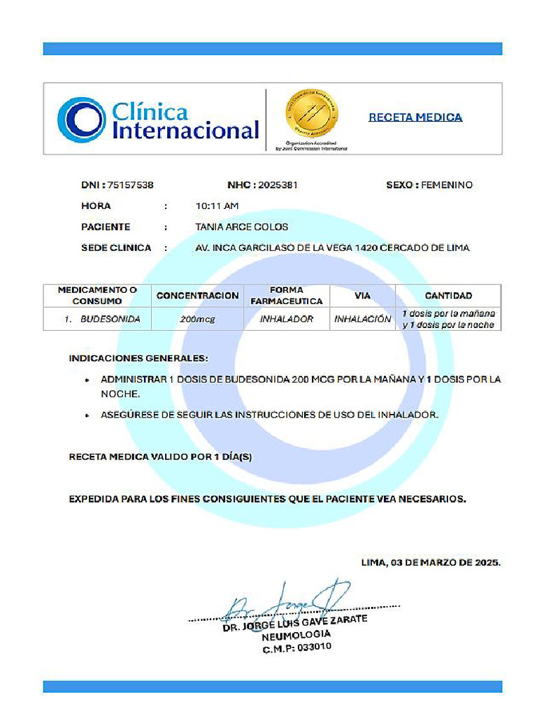 75157538 - TANIA ARCE COLOS - RECETA MEDICA | PDF