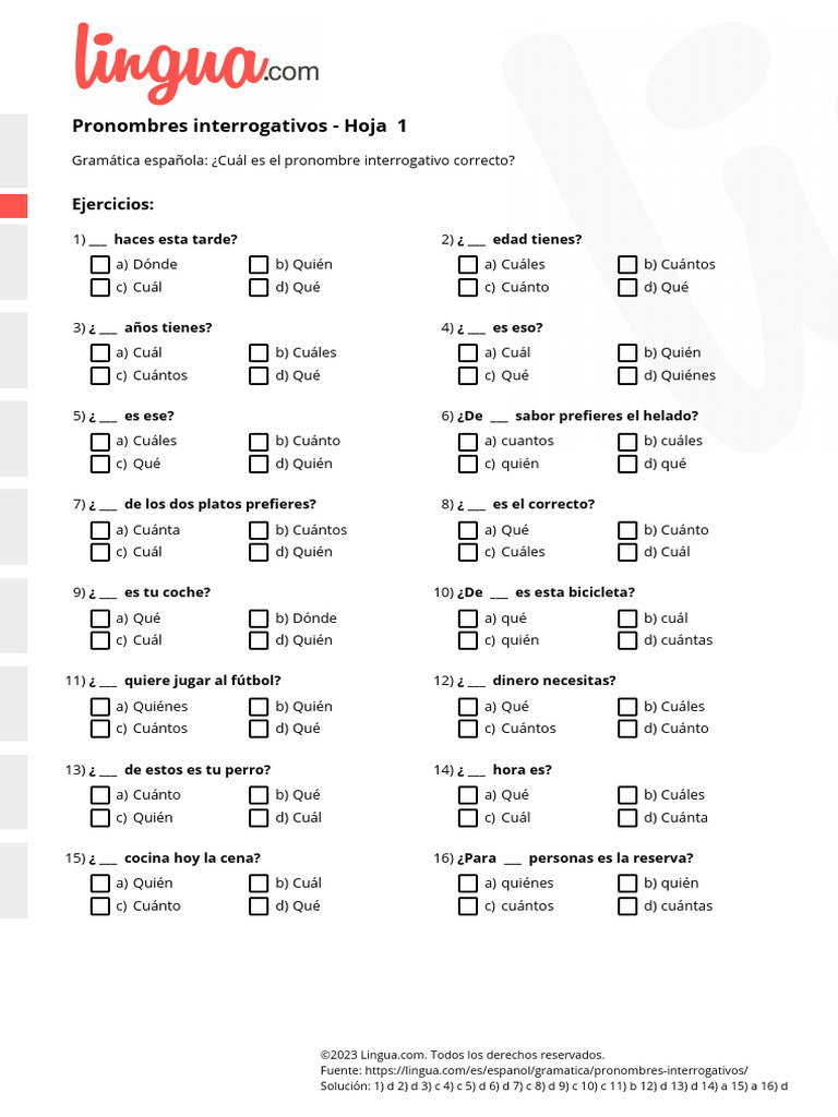 Pronombres Interrogativos en Español | PDF