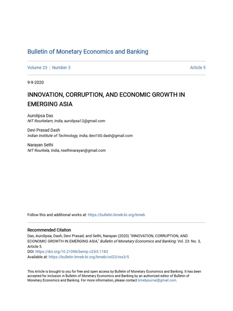 Innovation Corruption and Economic Growth in Emerging Asia | PDF ...