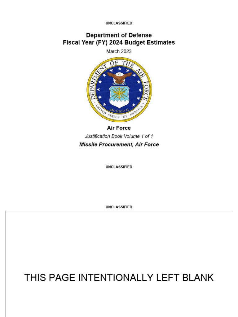 Air Force FY 2024 Missile Procurement Budget | PDF | Missile | Military ...