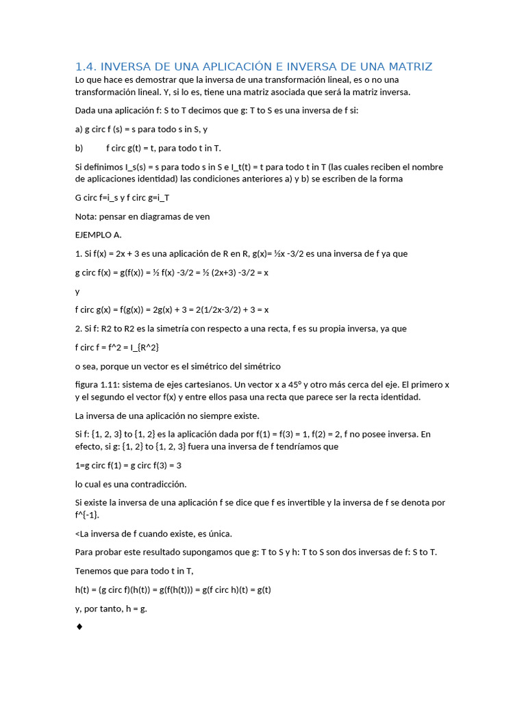 Inversa de Aplicaciones y Matrices | PDF | Matriz (Matemáticas) | Vector Euclidiano