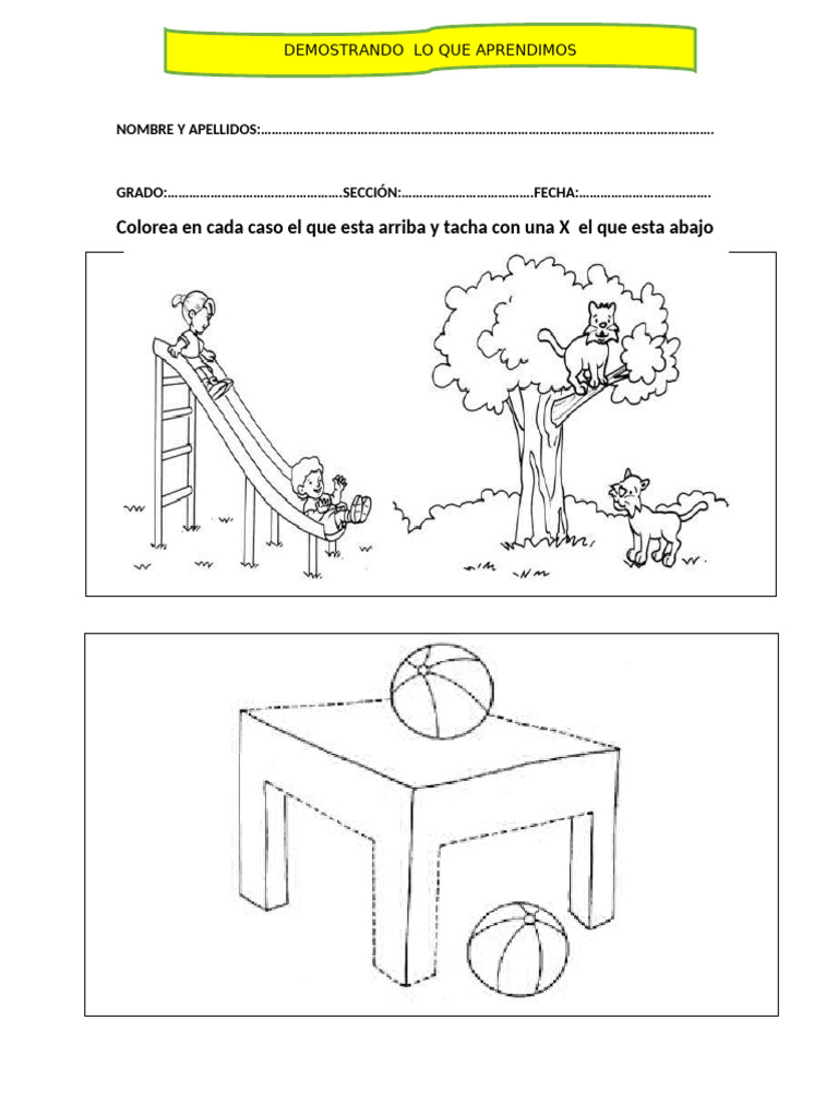 Ficha de Aplicacion Arriba y Abajo | PDF
