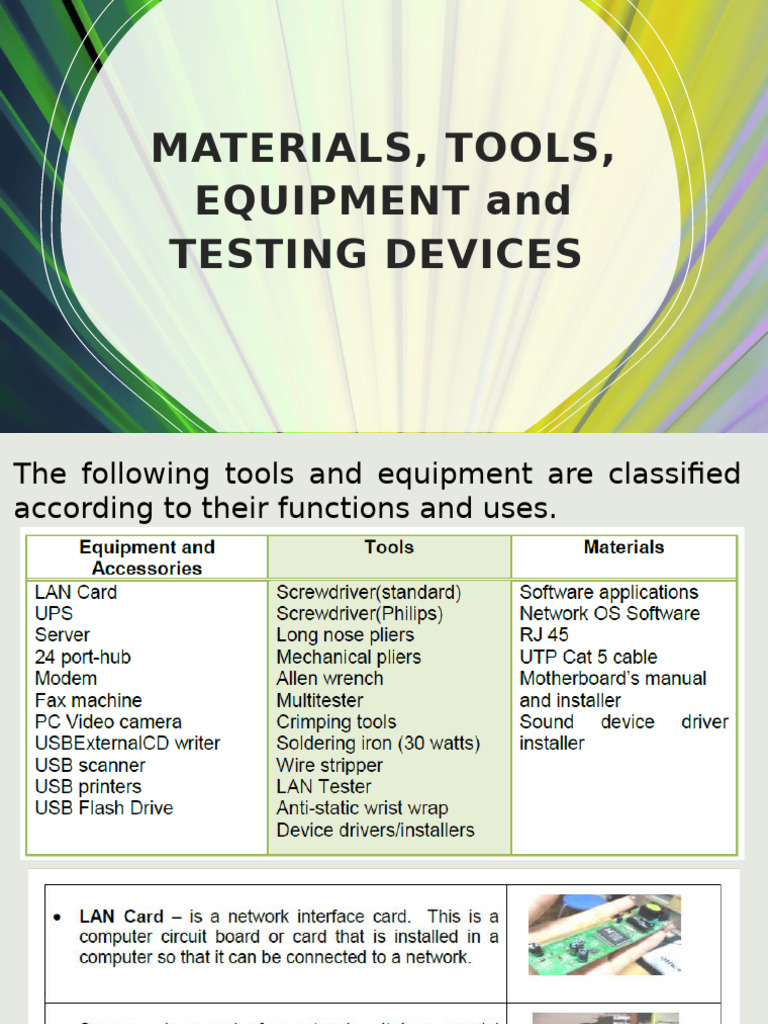 Tools and Equipment Classification Guide | PDF