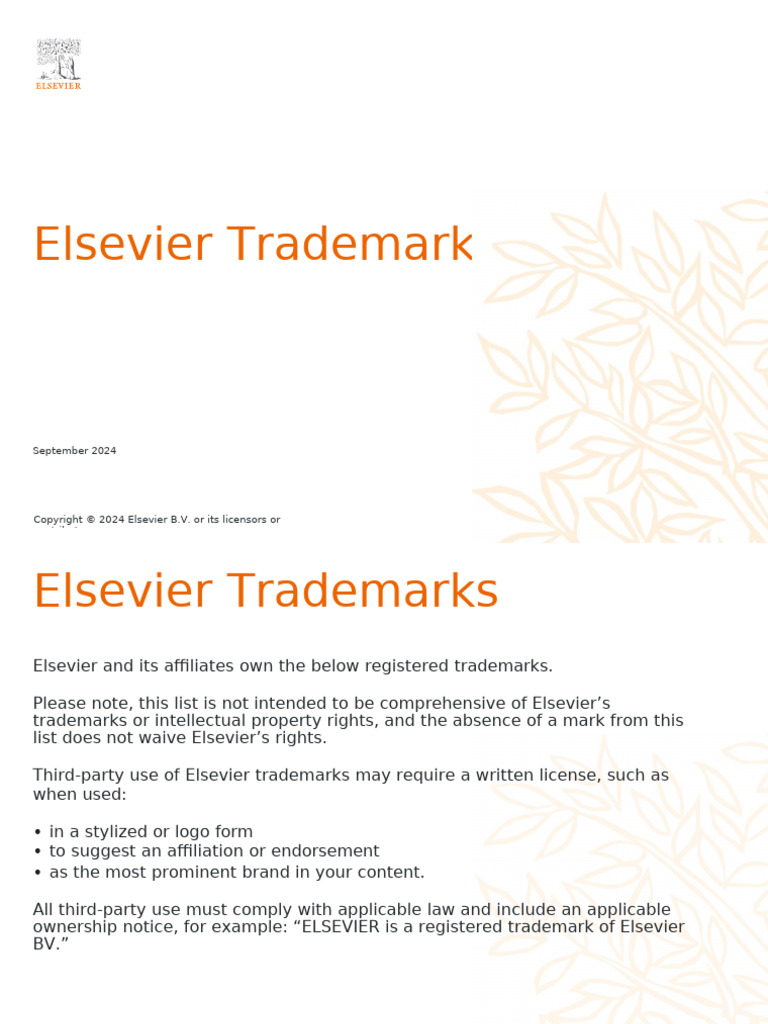 Elsevier_-_Registered_trademarks_-_2025_-_Jan | PDF | Elsevier | Trademark