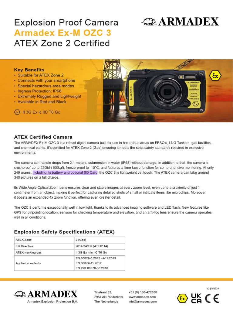 Armadex Ex-M OZC 3 Explosion Proof Camera V1 8 2024 | PDF | Camera | Imaging