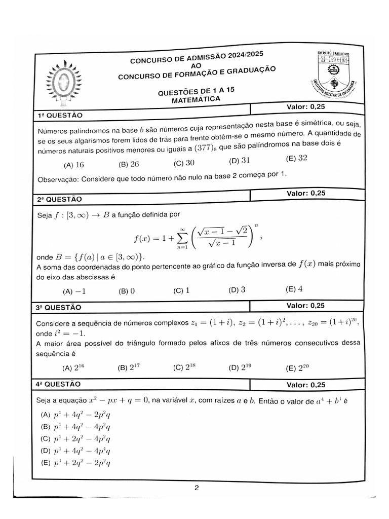 Prova IME 2024 | PDF