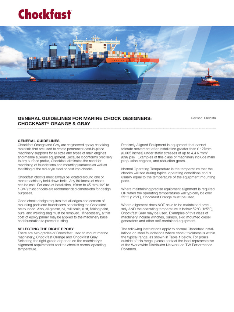 692g Chockfast Orange and Gray General Guidelines For Marine Chock ...