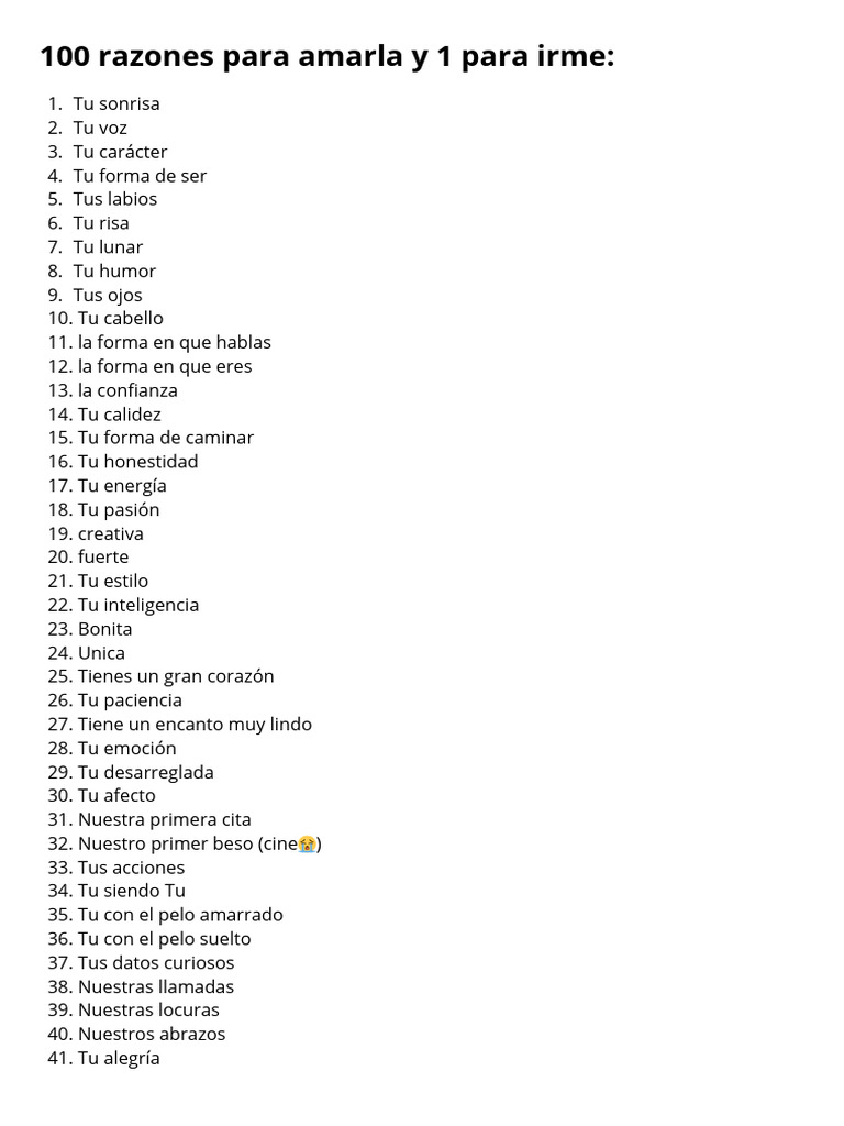 100 Razones para Amarla y 1 para Irme PDF | PDF