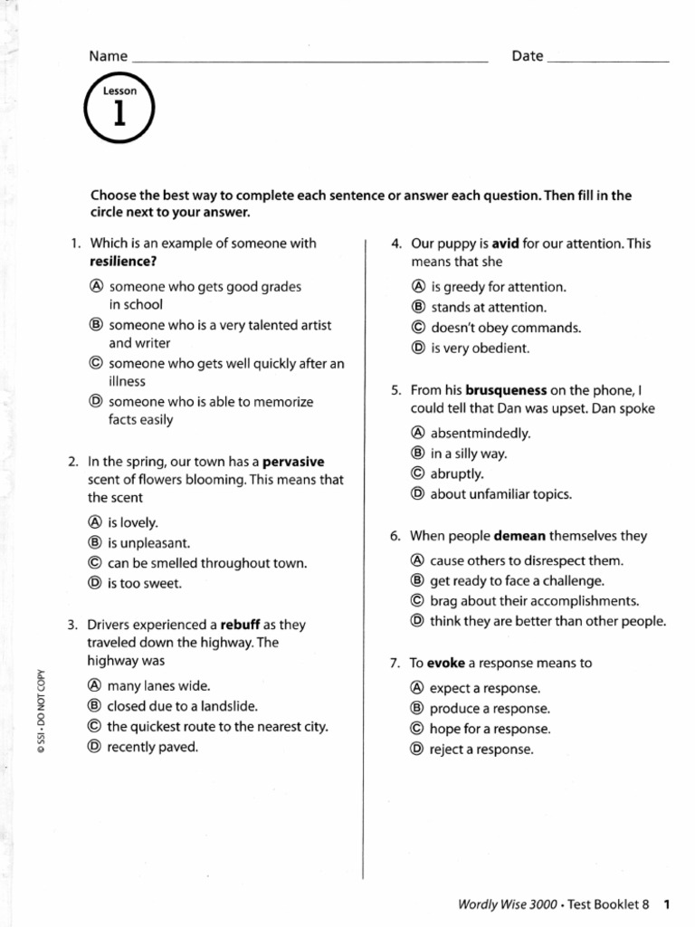 Book 8 Test Booklet | PDF