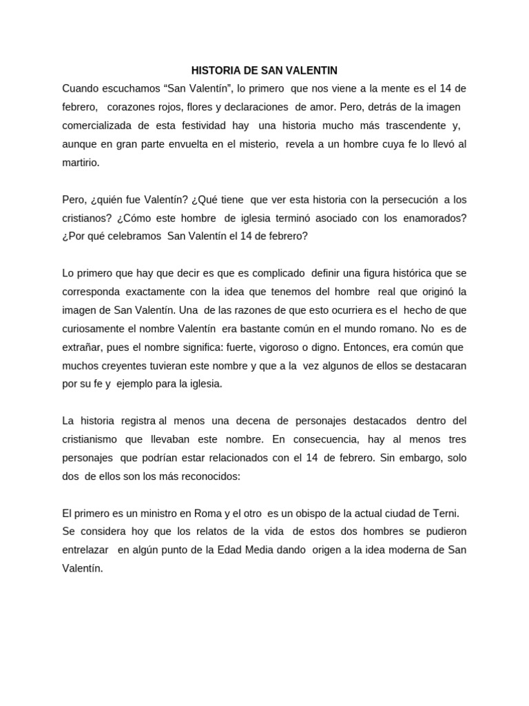 San Valentin Historia | PDF | día de San Valentín | Amor