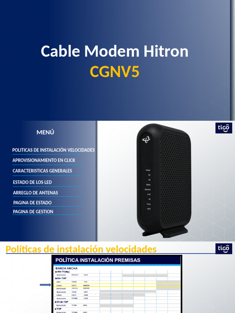 Manual del Módem Hitron CGNV5 | PDF | Transmisión de datos | Ciencias ...
