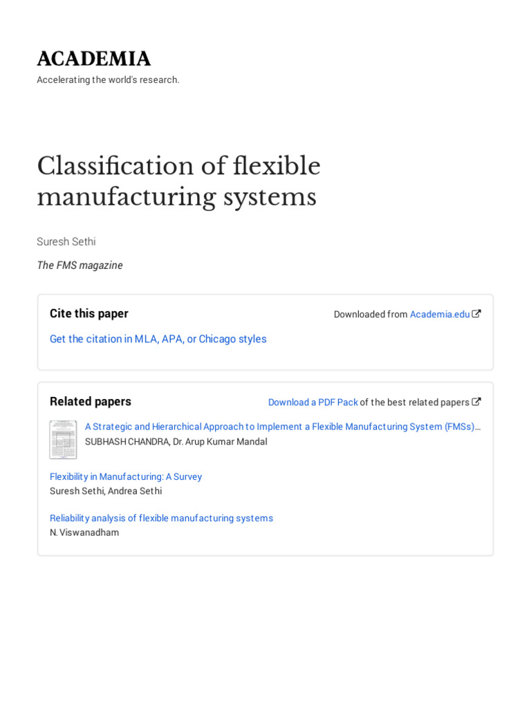 1984 - Classification of Flexible | PDF | Automation | Mechanical ...