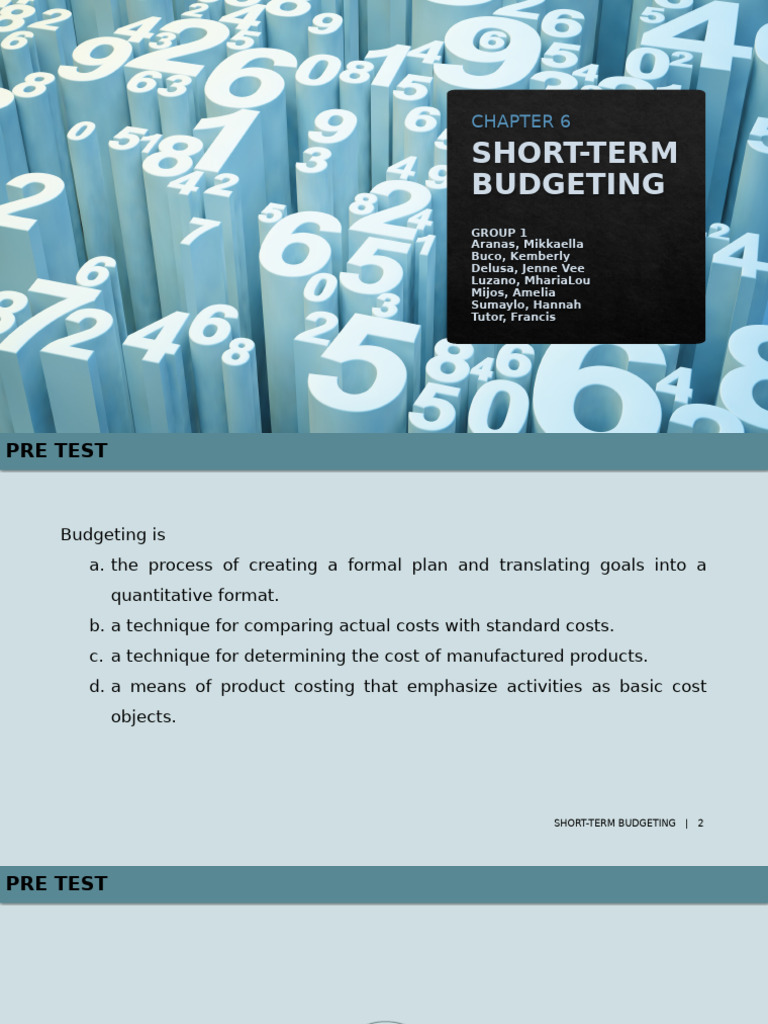 Chapter 6 Short-Term Budgeting | PDF | Balance Sheet | Net Income