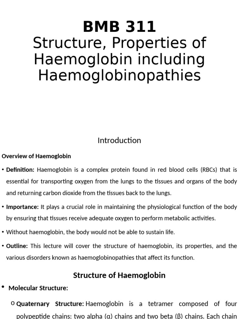 Haemoglobin Structure and Function With Haemoglobinopathies | PDF ...