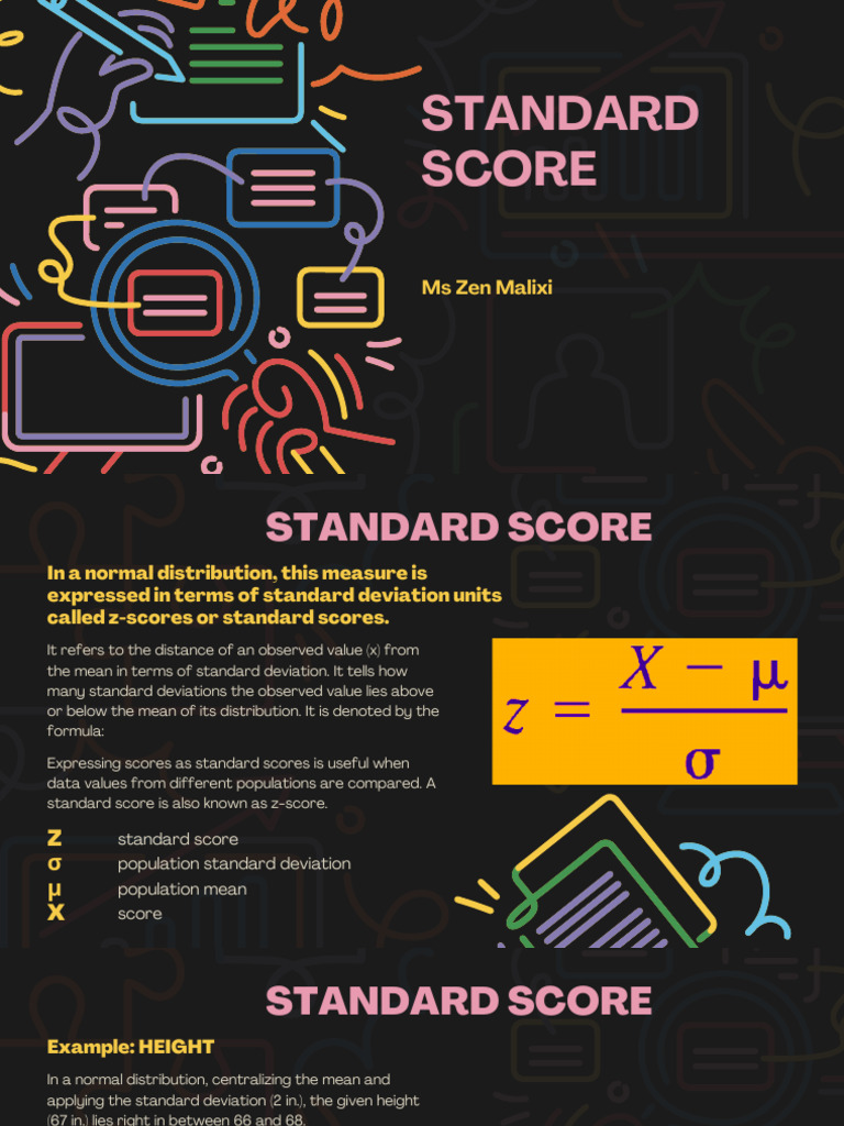 Standard Score | PDF | Standard Score | Standard Deviation