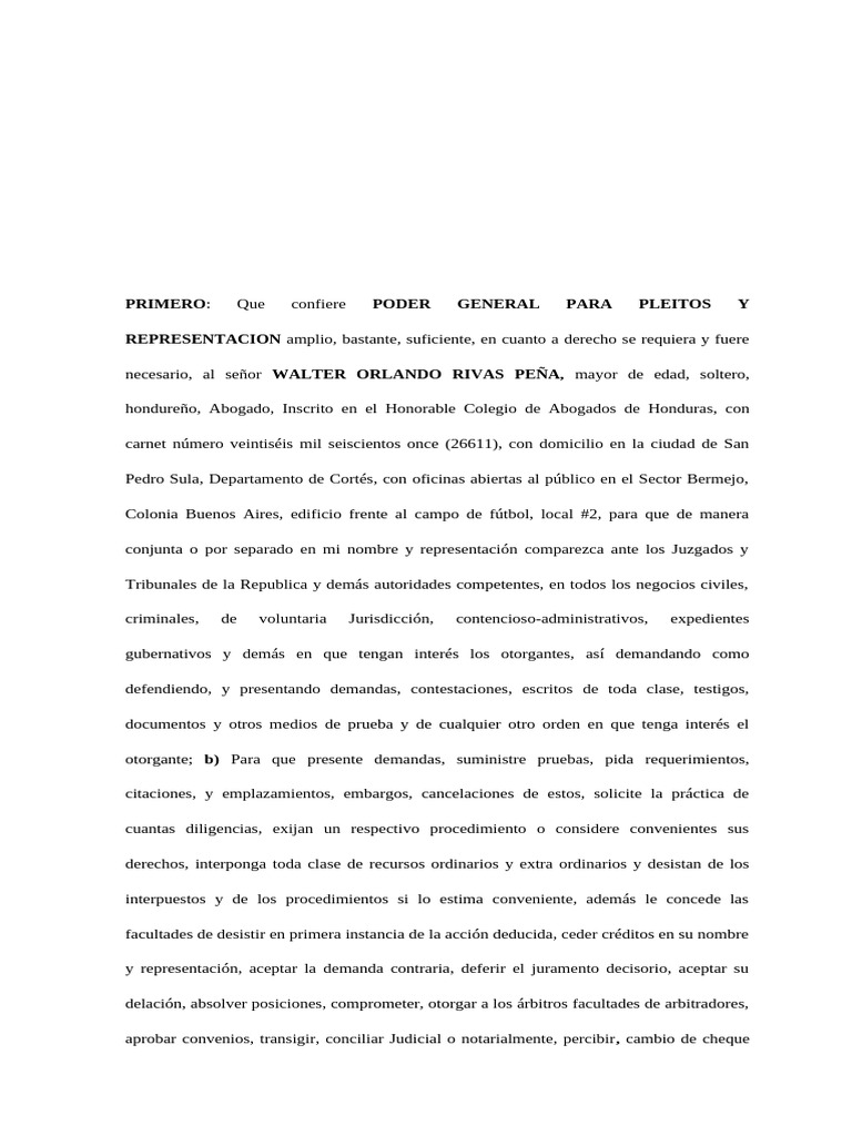 Poder General para Pleitos | PDF