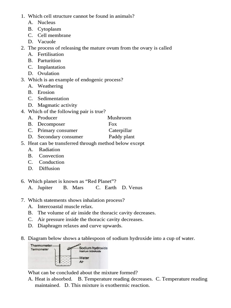Science Quiz Questions and Answers | PDF