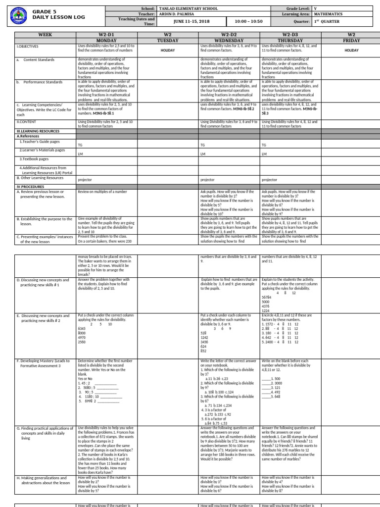 DLL Math 1st Quarter Week 2 | PDF | Behavior Modification | Cognition
