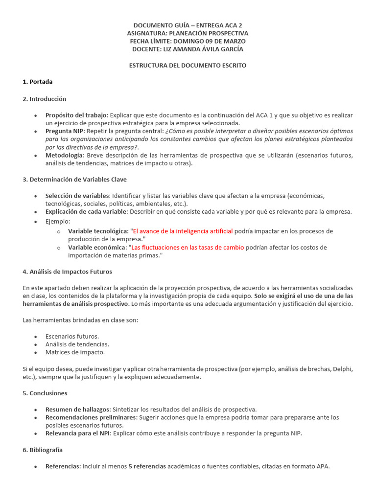 Guía ACA 2: Prospectiva Estratégica | PDF