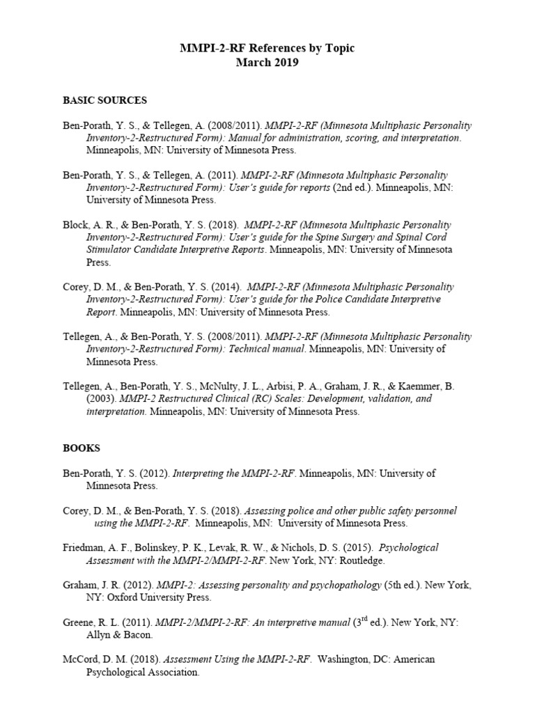 MMPI-2-RF References (PDFDrive) | PDF | Neuropsychology | Validity ...