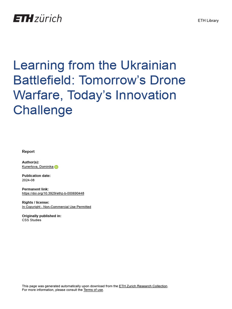 CSS Study 2024 Learning Fromthe Ukrainian Battlefield | PDF | Unmanned Aerial Vehicle