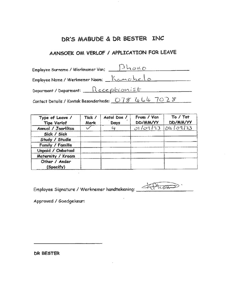 Leave Application | PDF