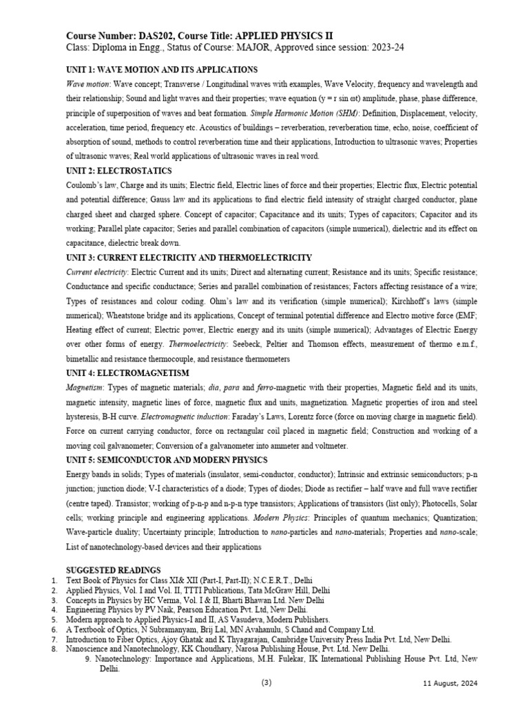 Physics for Engineering Students | PDF | Capacitor | Waves