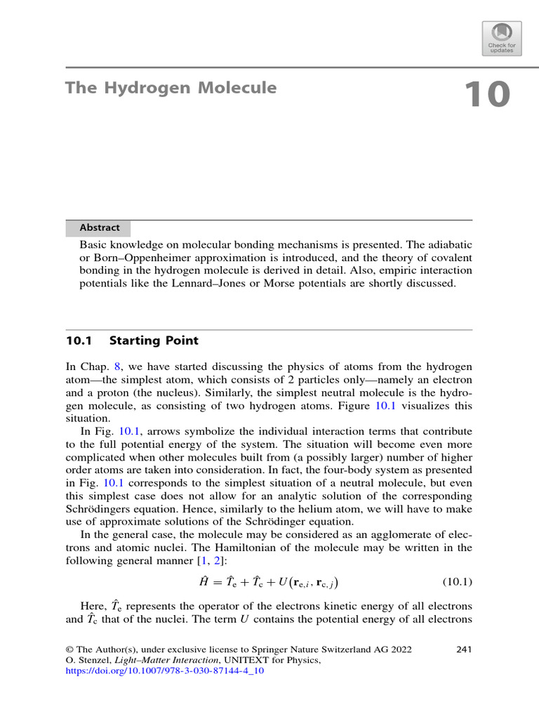 Hydrogen Molecule | PDF | Chemical Bond | Molecules