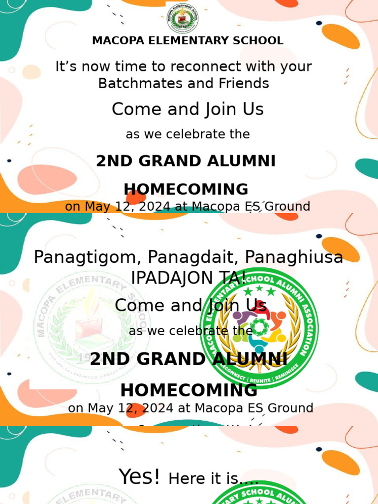 Macopa ES 2nd Alumni Homecoming 2024 | PDF | Autumn | Schools