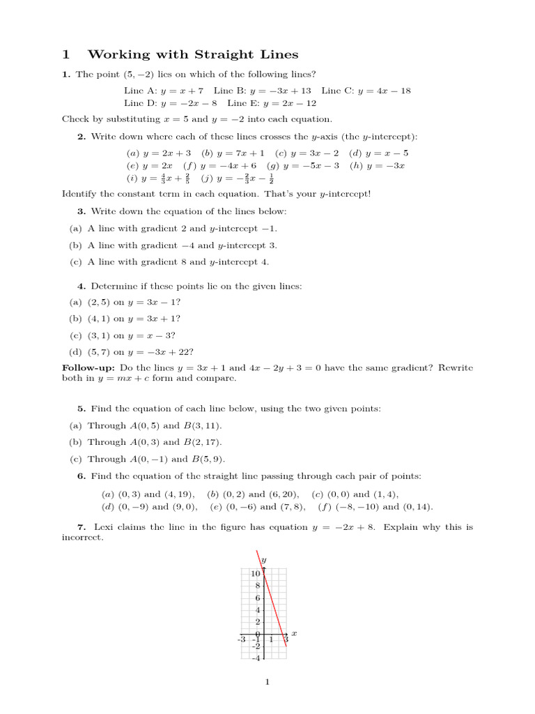 Equations of Straight Lines | PDF | Equations | Mathematical Objects