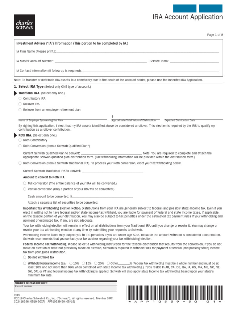 IRA Account Application Form | PDF | Individual Retirement Account ...