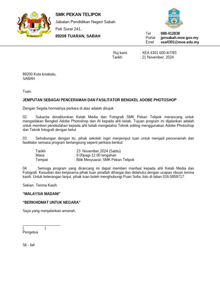 Surat Jemputan Penceramah | PDF