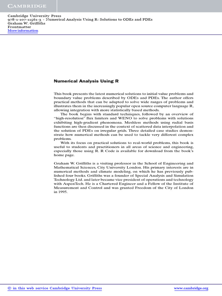 Numerical Analysis Using R Solutions To | PDF | Partial Differential Equation | Equations