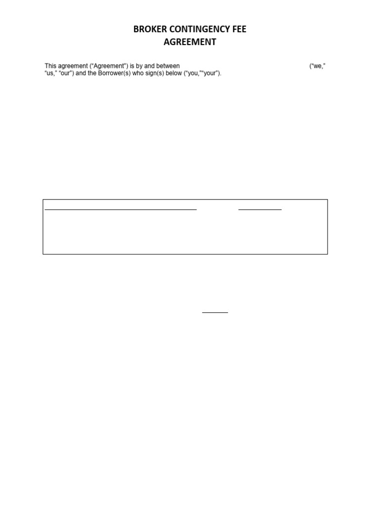 Broker Fee Agreement Template | PDF | Loans | Fee